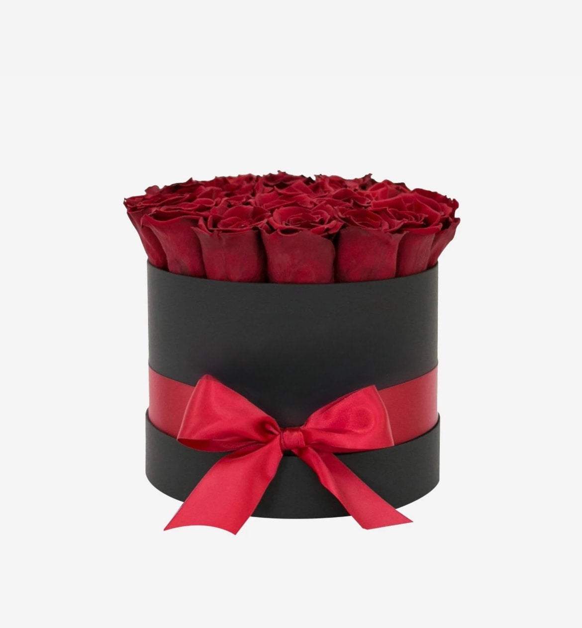 Round Box of Red Preserved Roses | Solar Wonders Flower Boutique